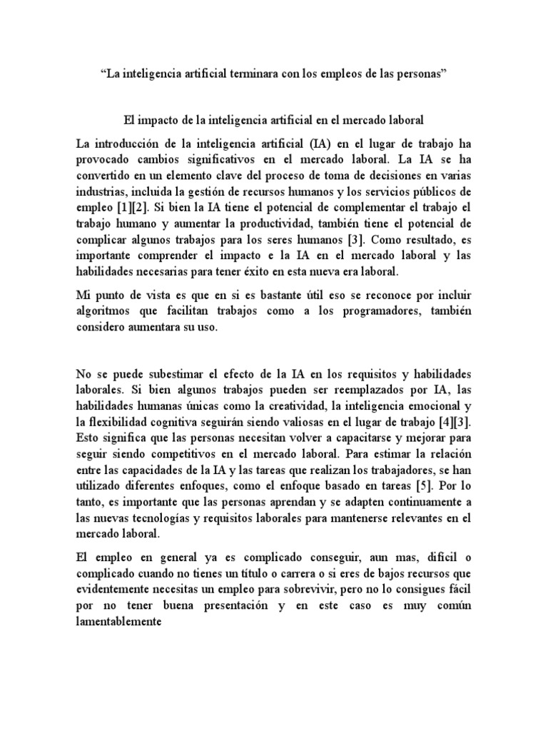 Ensayo Sobre La IA | Descargar gratis PDF | Inteligencia artificial | Inteligencia (IA) y semántica