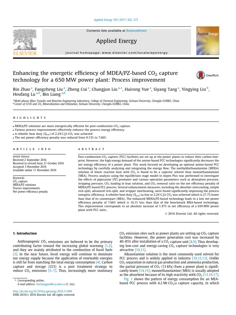 MDEA - PZ Process | PDF | Carbon Dioxide | Heat