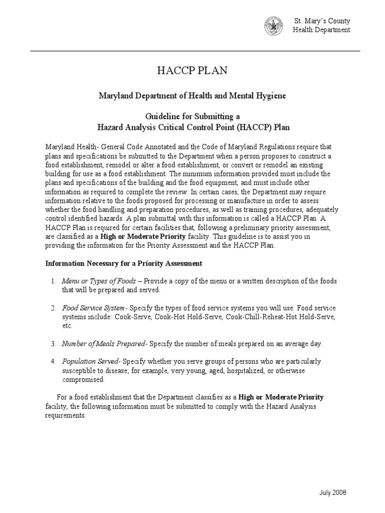 HACCP Plan Submission Guidelines | PDF | Hazard Analysis And Critical ...