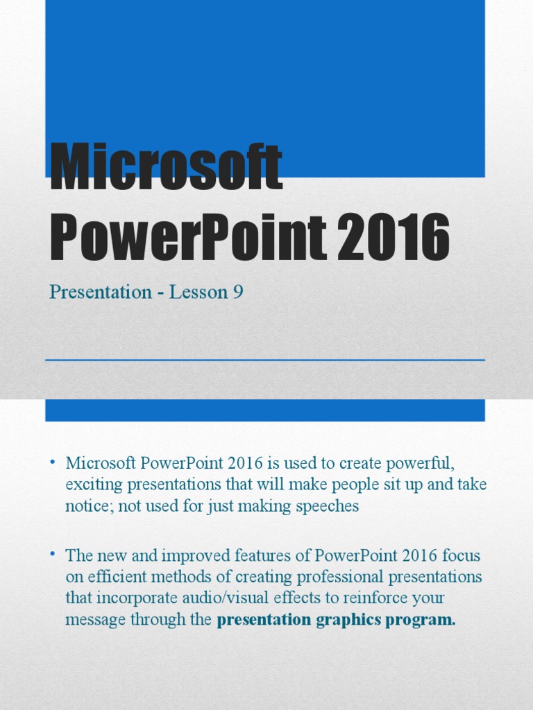 MS-PowerPoint 2016 For Class 7 | PDF | Microsoft Power Point | Computer Science