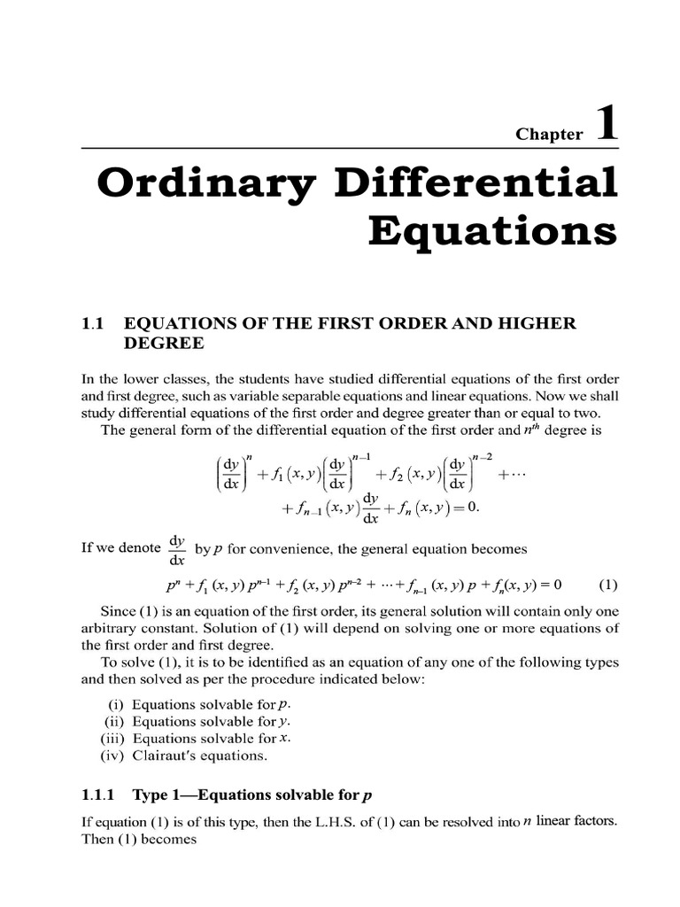 Ordinary Differential Equations | PDF | Differential Equations | Equations