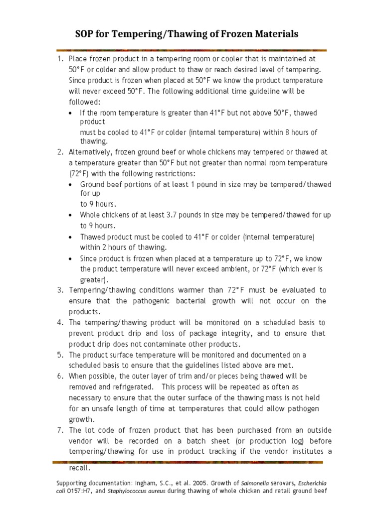SOP Tempering Thawing | PDF | Ground Beef | Beef