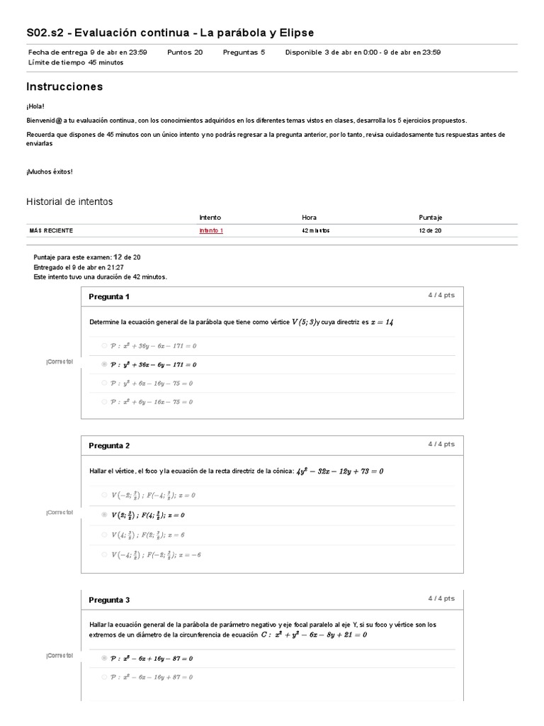 S02.s2 - Evaluación continua - La parábola y Elipse _ INTRODUCCION A LA MATEMATICA PARA ...