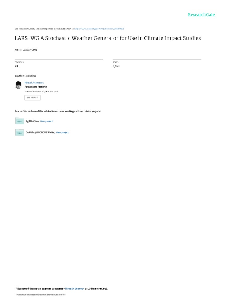 LARS WG Manual | PDF | Standard Deviation | P Value