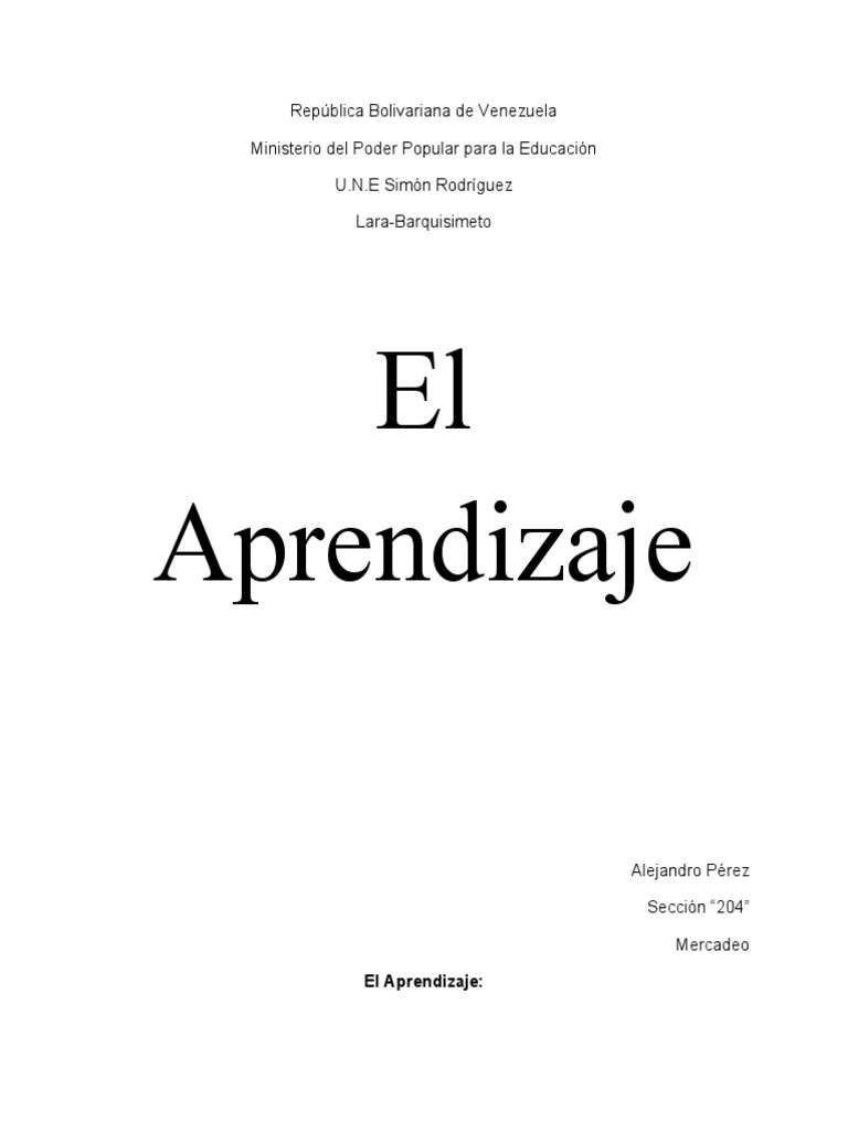 El Aprendizaje | PDF | Aprendizaje | Teoría del aprendizaje (educación)