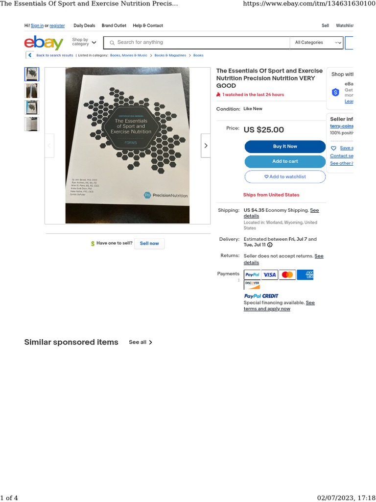 The Essentials of Sport and Exercise Nutrition Precision Nutrition VERY GOOD Ebay | PDF | E Bay