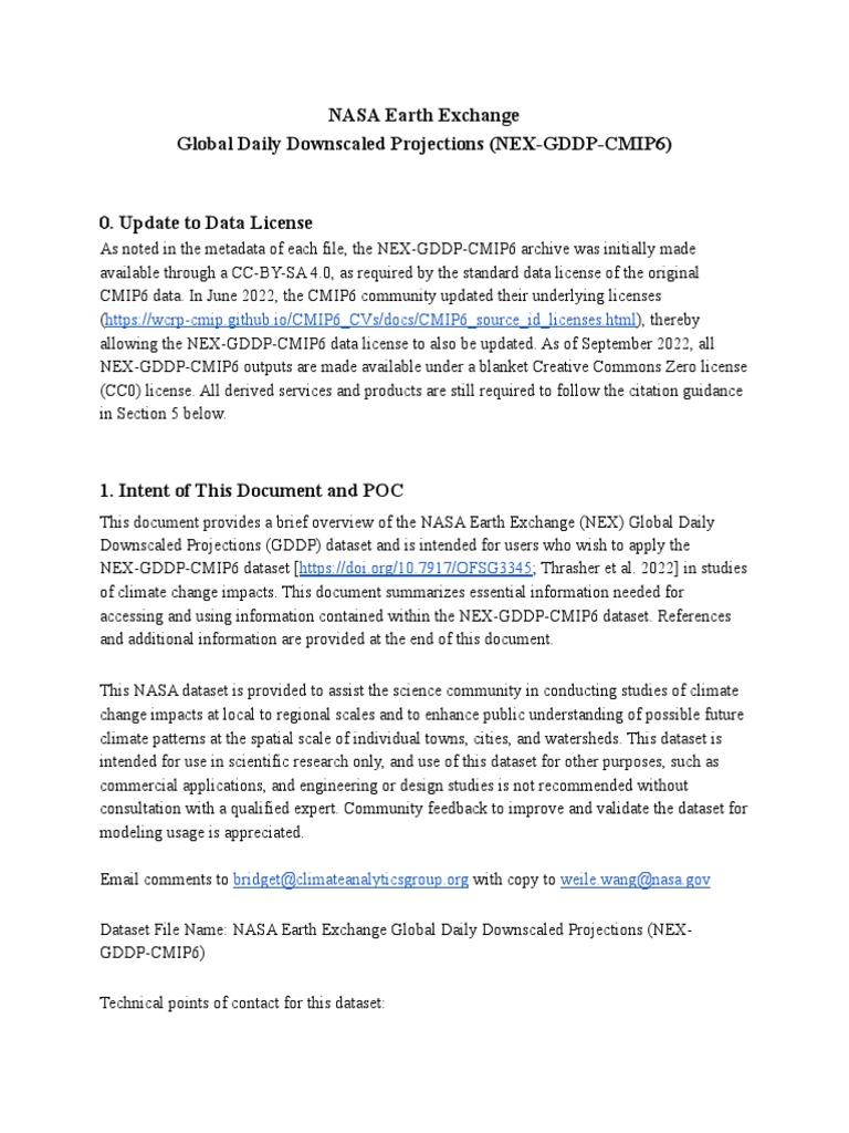 NEX GDDP CMIP6 Tech - Note | PDF | General Circulation Model | Climate
