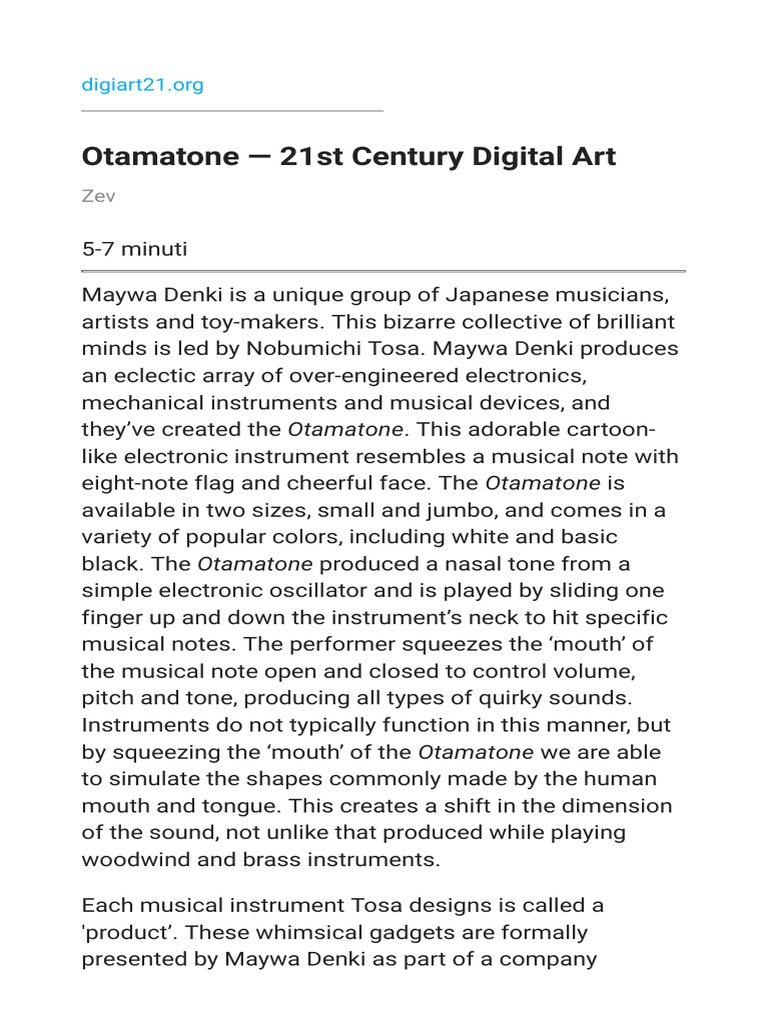 Otamatone - 21st Century Digital Art | PDF | Singing | Musical Instruments