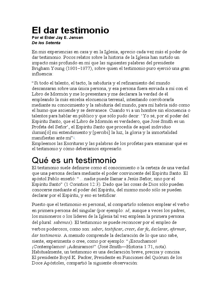 El Dar Testimonio | PDF | Testimonio | Misionero