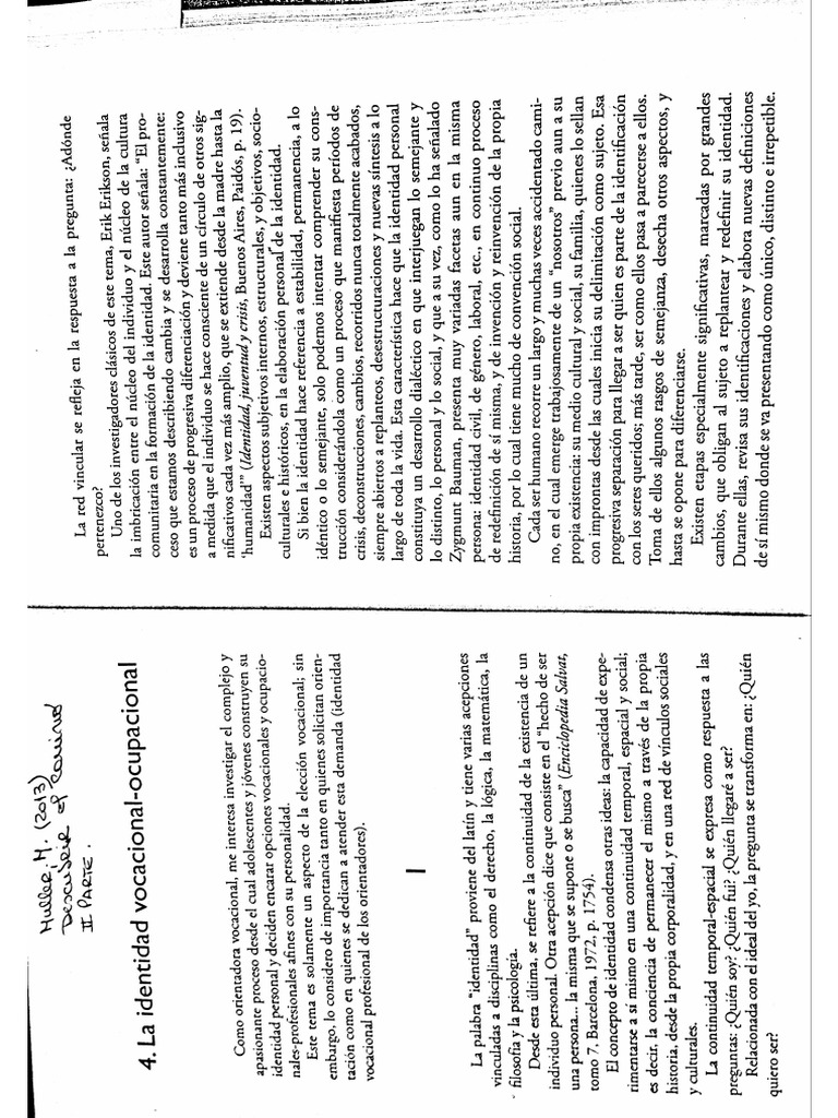 MULLER - La Identidad Vocacional - Ocupacional | PDF