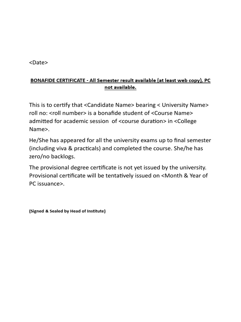 Bonafide Certificate Sample | PDF