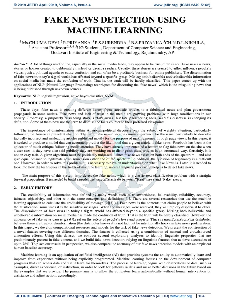 Fake News - 01 | PDF | Support Vector Machine | Machine Learning