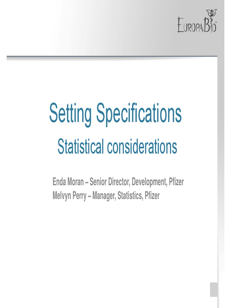 Statistical Considerations in Specifications | PDF | Standard Deviation | Confidence Interval
