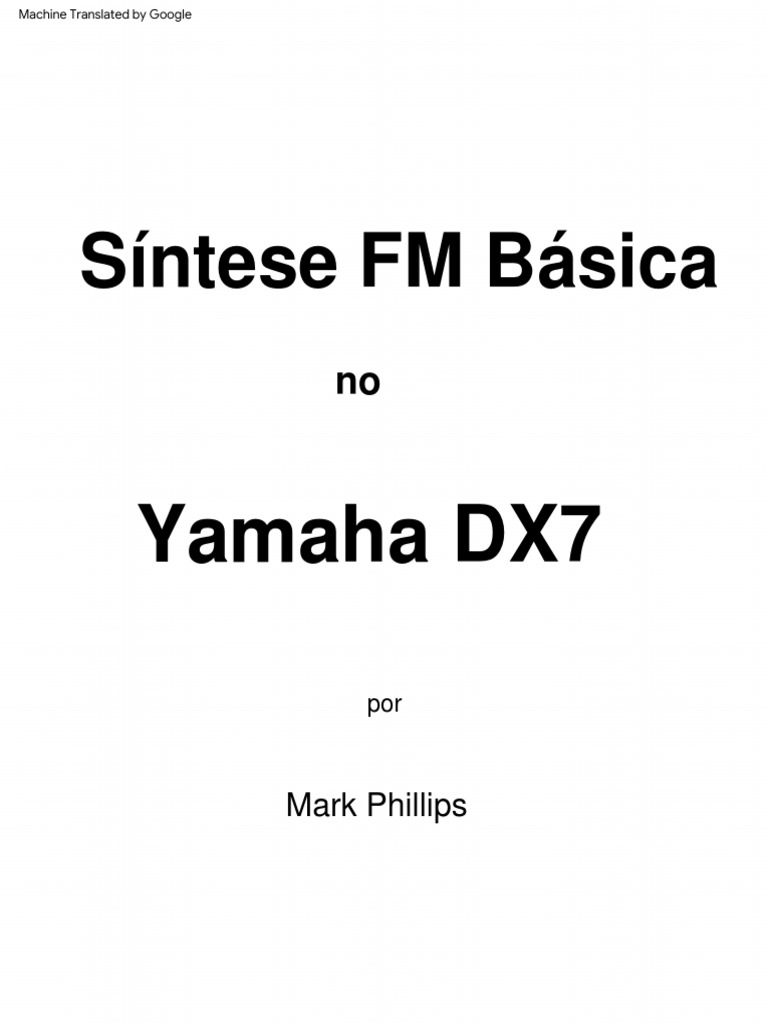 Yamaha Dx7 Basic FM Synthesis PDF Som Harm nica