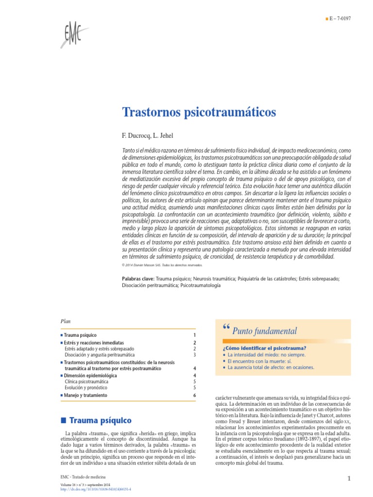 Trastornos Psicotraum Ticos 2014 EMC Tratado de Medicina | PDF | Trauma psicólogico ...