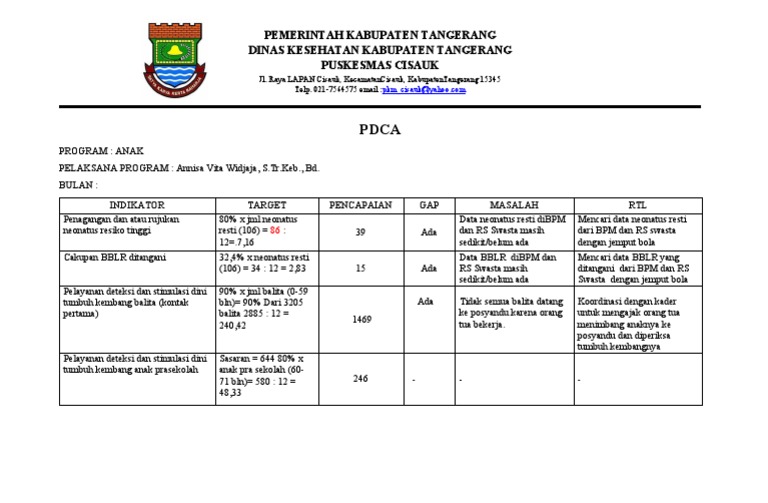 PDCA Prog Anak | PDF