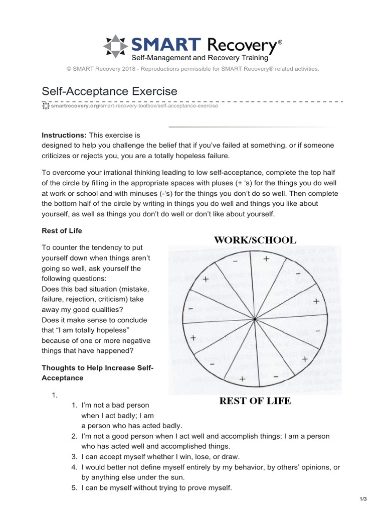 Self Acceptance Exercise | PDF | Self Esteem | Cognitive Psychology