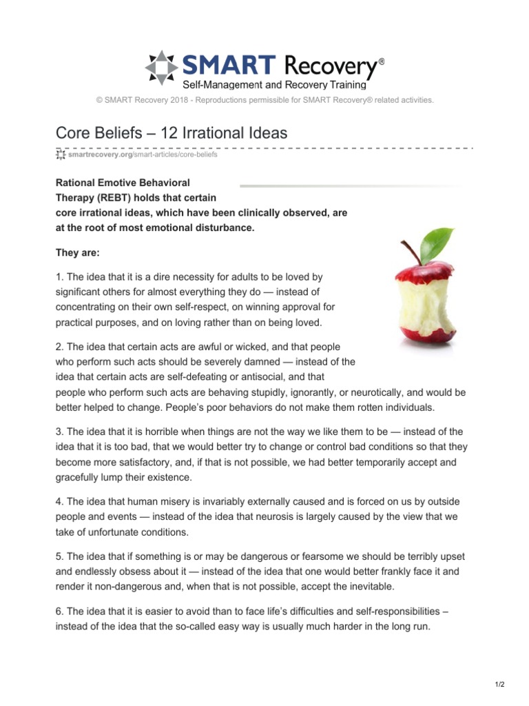 Smartrecovery.org-Core Beliefs 12 Irrational Ideas | PDF | Rational ...