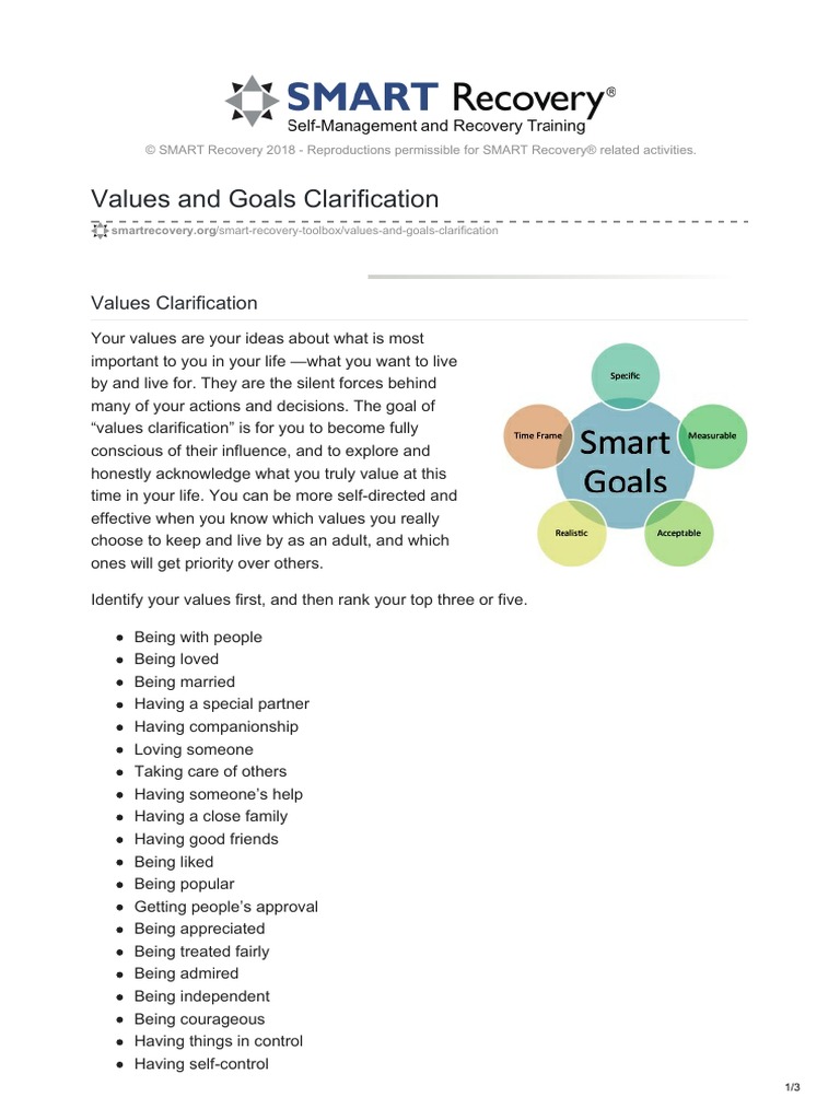 Values and Goals Clarification | Download Free PDF | Social ...
