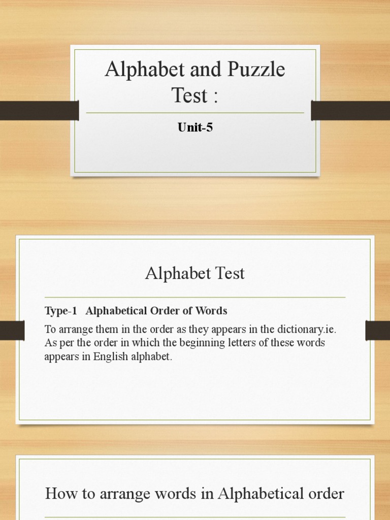 Alphabet and Puzzle Test | PDF | Alphabet | Word