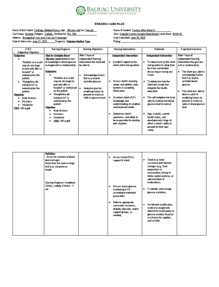 DM NCP | PDF | Nursing | Causes Of Death