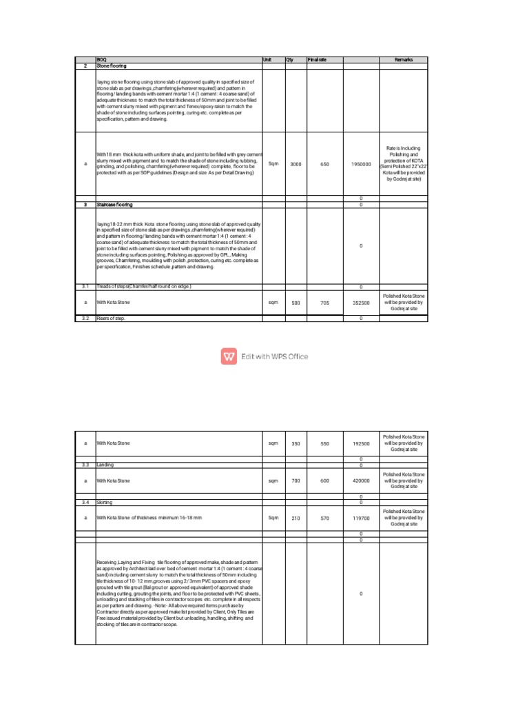 BOQ Godrej Golf LInk | PDF | Plaster | Tile