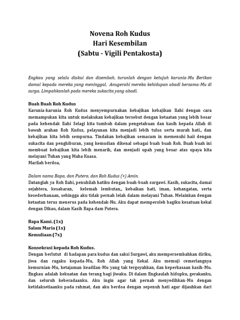 Novena Roh Kudus EWTN - Day 9 | PDF