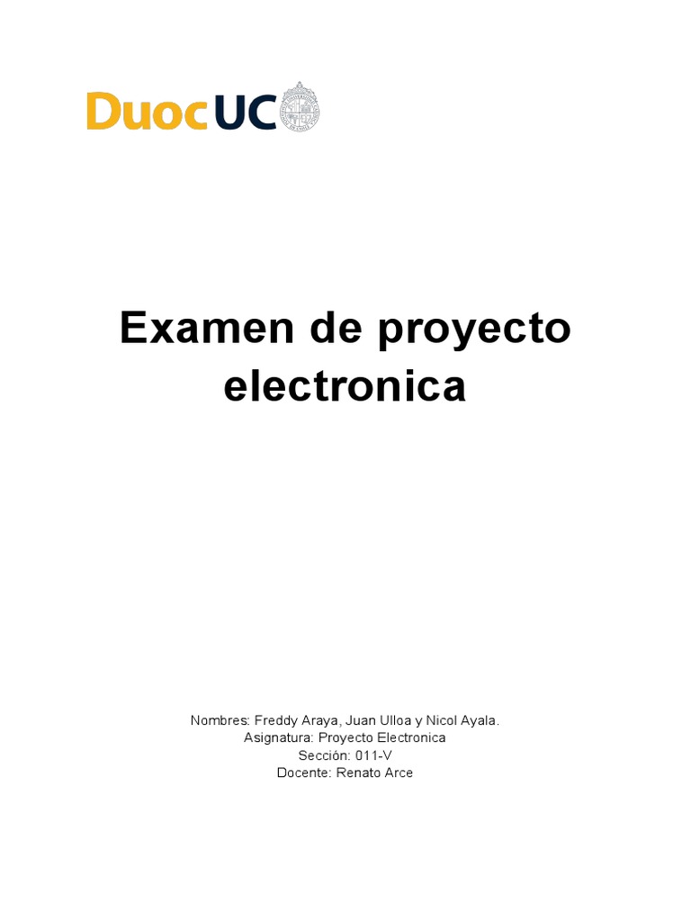 Examen De Proyecto Electronica Pdf Arduino Electrónica