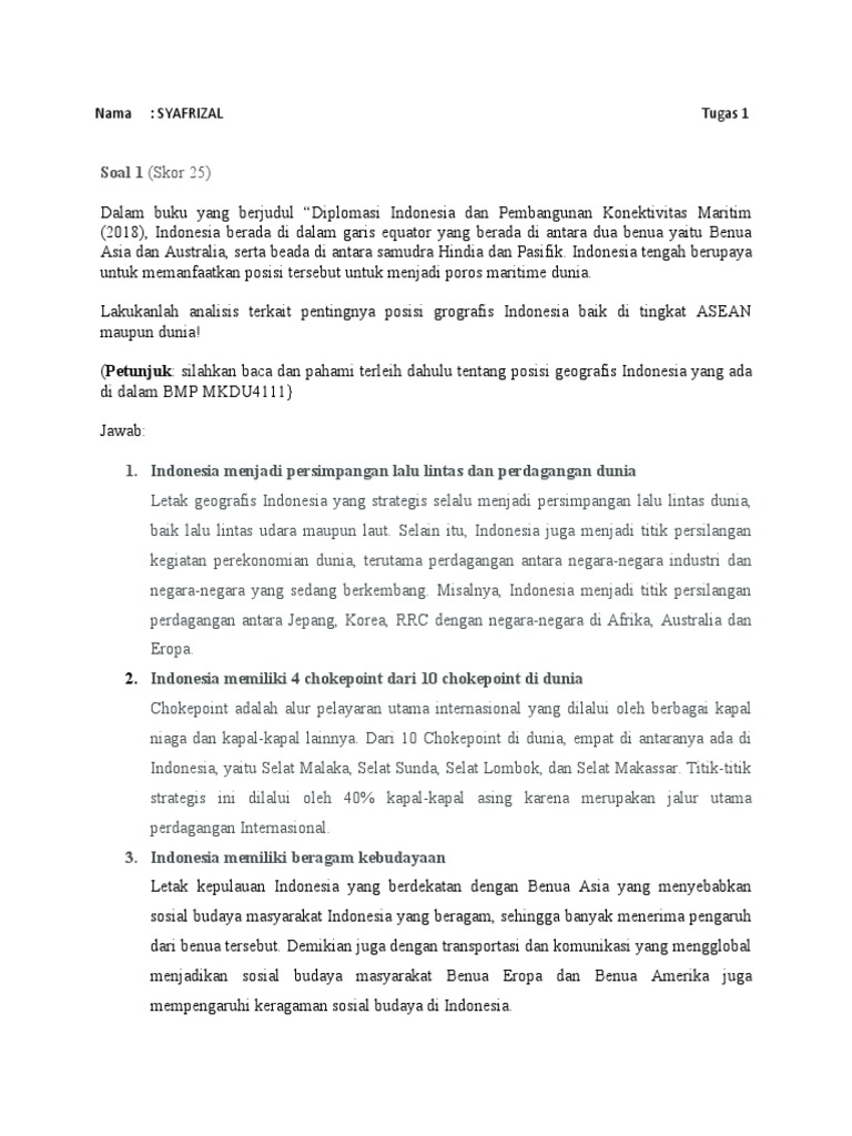 Tugas 1 Syafrizal Mkwu4109.544 | PDF