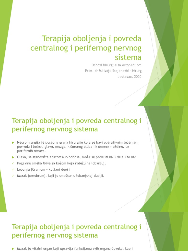 Terapija Oboljenja I Povreda Centralnog I Perifernog Nervnog Dr. Med ...