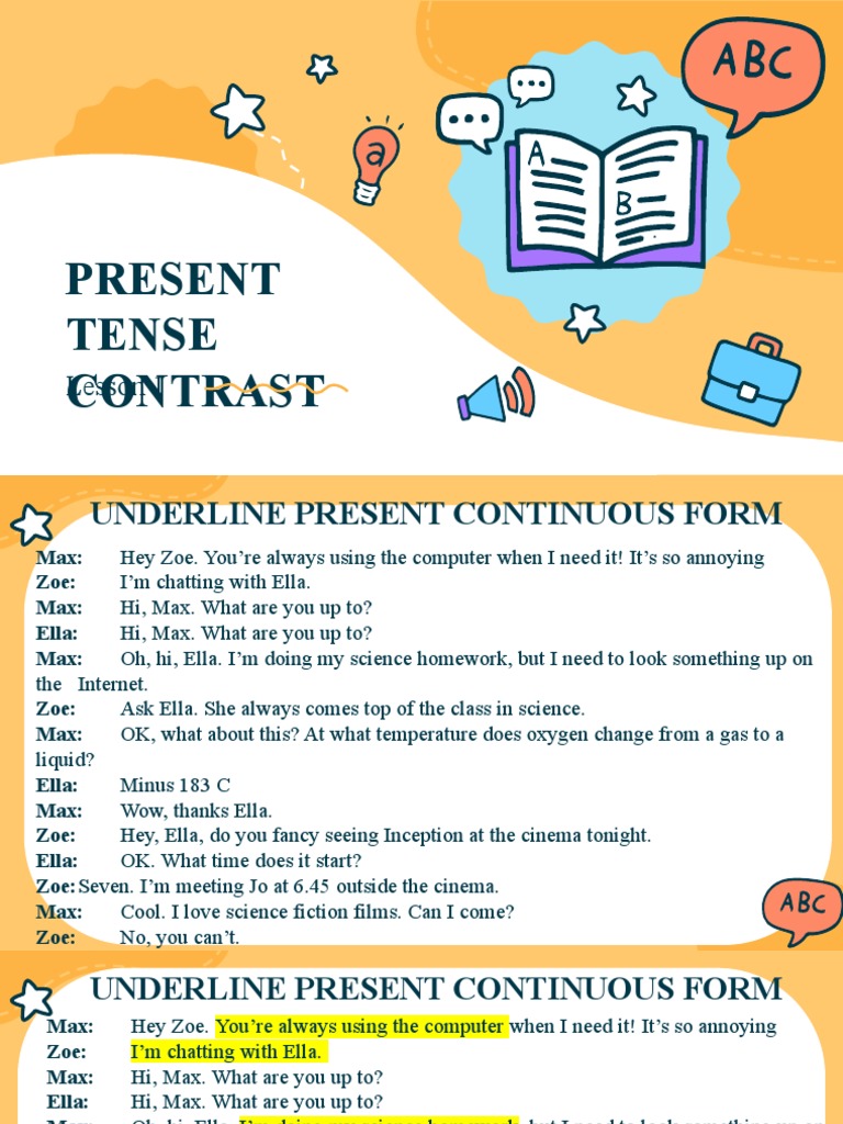 Present Tense Contrast: Lesson 1 | PDF | Human Communication ...