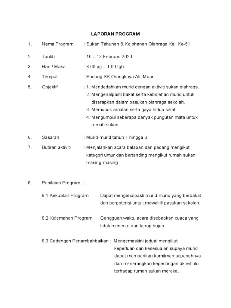 Laporan Sukan Tahunan & Kejohanan Olahraga Kali Ke-51 | PDF | Karier & Perkembangan | Bisnis