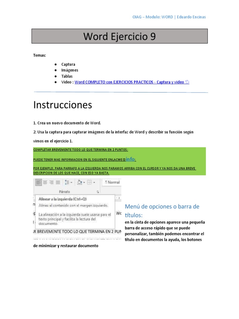 Word Ejercicio 9 | PDF | Microsoft Excel | Imagen
