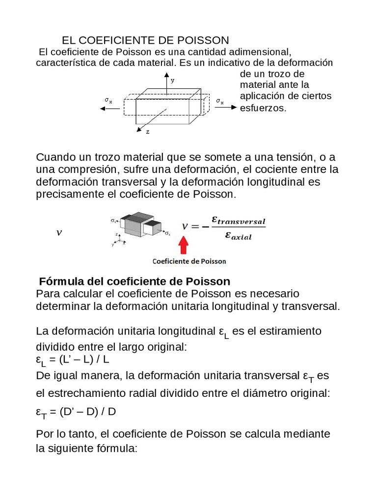 El Coeficiente de Poisson | PDF | Deformación (ingeniería) | Rigidez