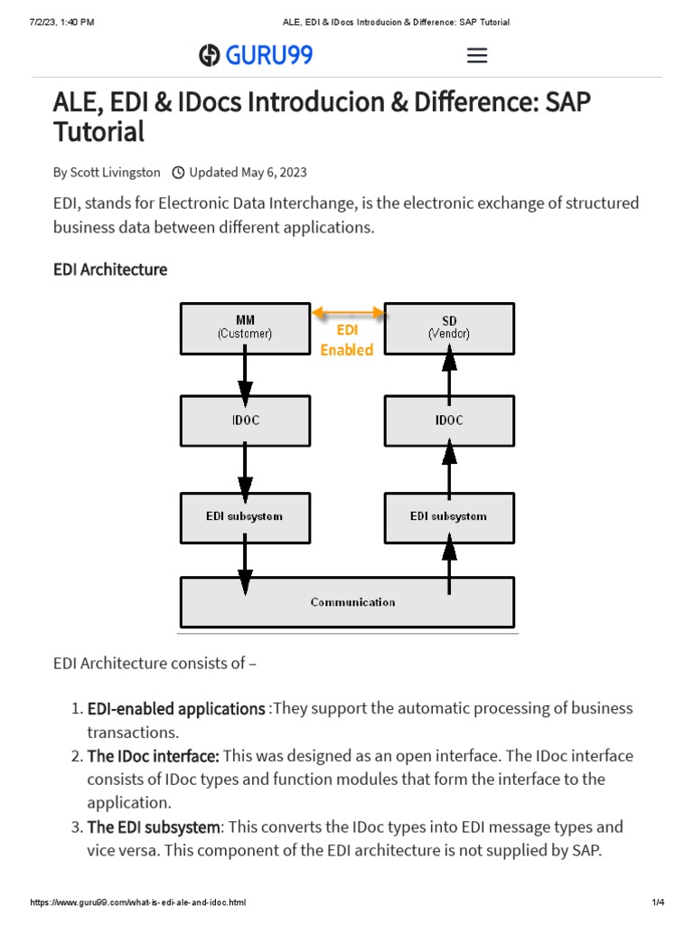 ALE, EDI & IDocs Introducion & Difference_ SAP Tutorial | PDF | Electronic Data Interchange ...