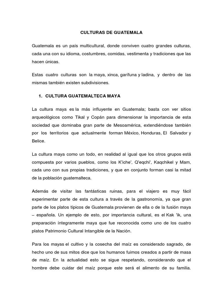 Culturas de Guatemala | PDF | Guatemala | Cultura de las Americas