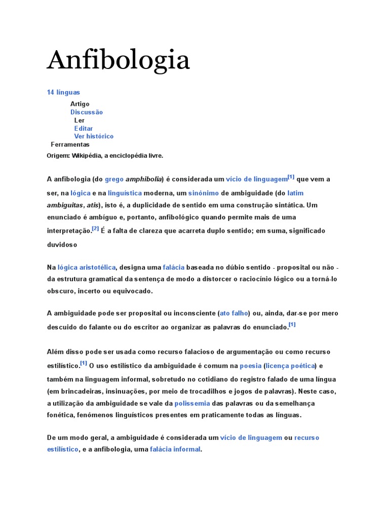 Anfibologia | PDF | Linguística | Semântica
