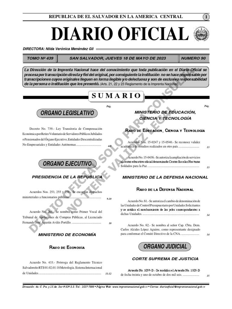 Decreto 739 | Descargar gratis PDF | El Salvador | Sistema ...