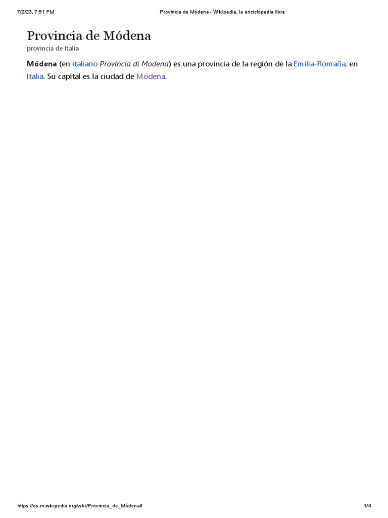 Provincia de Módena - Wikipedia, La Enciclopedia Libre | PDF