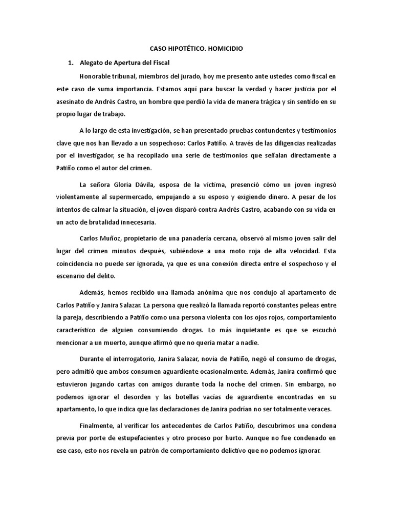 Caso Hipotético | PDF | Crímenes | Crimen y violencia
