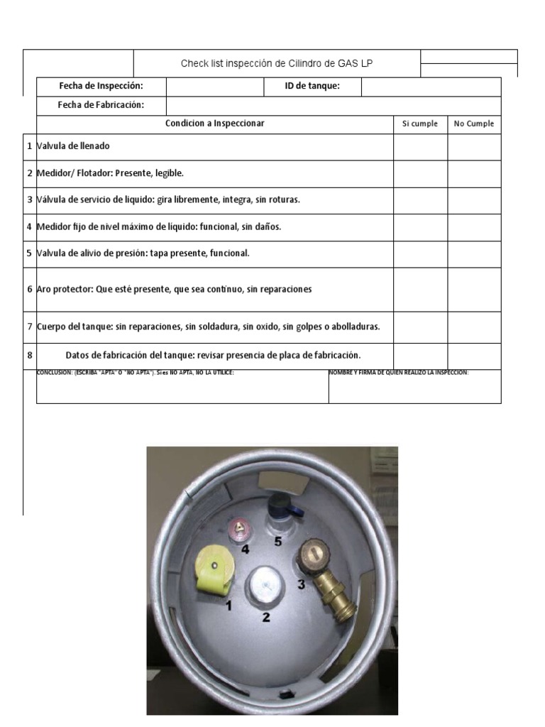 Check List Inspección Tanque de Gas LP | PDF