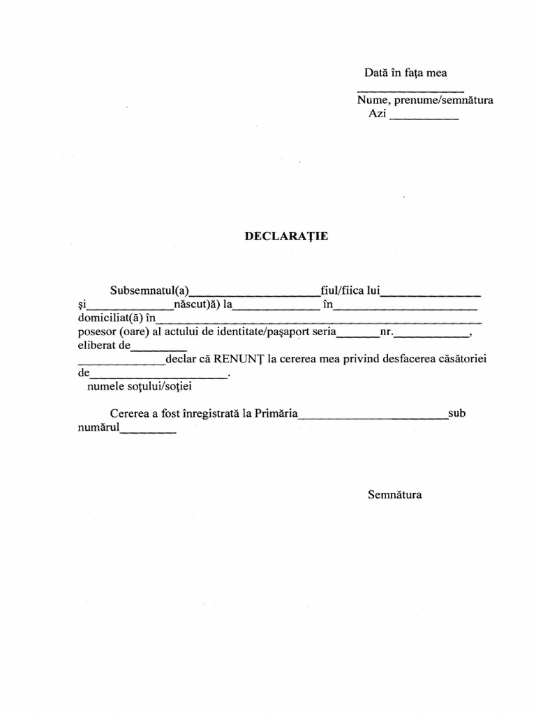 Declaratie Renuntare Divort | PDF