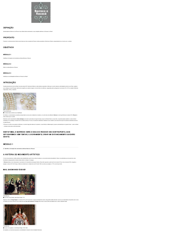 Barroco e Rococó - 1 | PDF | Barroco | Palácio de Versailles