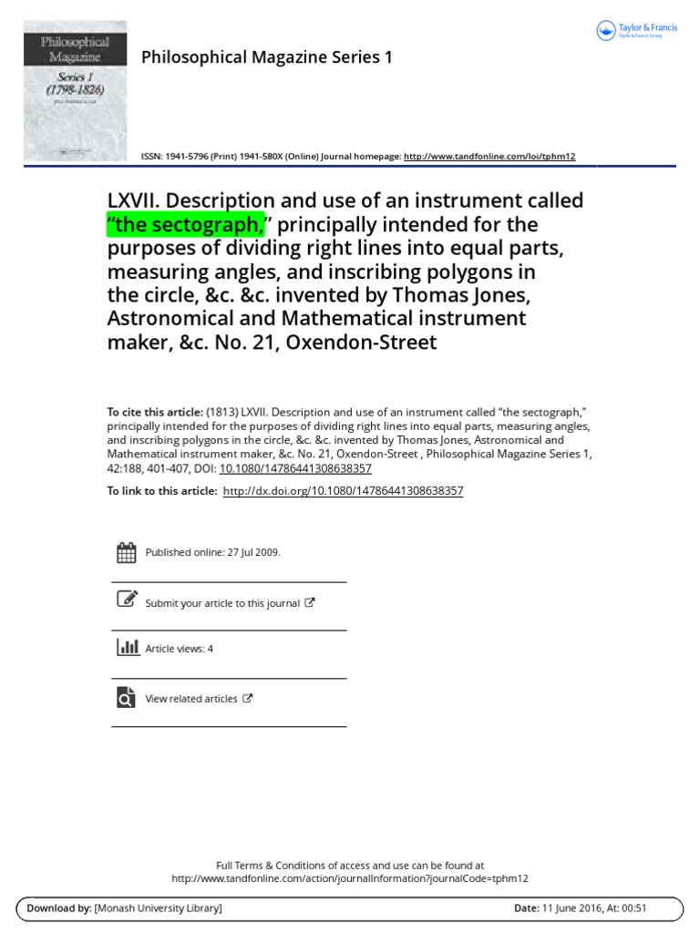 The Sectograph | PDF | Perpendicular | Trigonometry