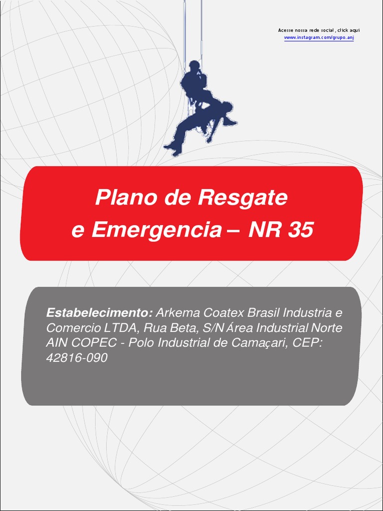 Plano de Resgate e Emergência Trabalho em Altura - Predial - Arkema - NR 35 - Junho 2023 | PDF ...