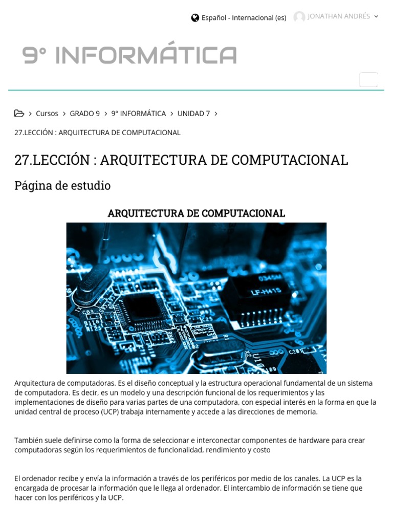 9° INFORMÁTICA _ 27.LECCIÓN _ ARQUITECTURA DE COMPUTACIONAL_ Página de ...