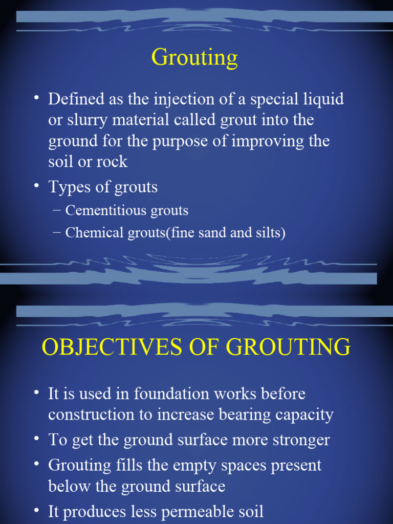 Comprehensive Guide to Grouting Methods | PDF | Soil | Cement