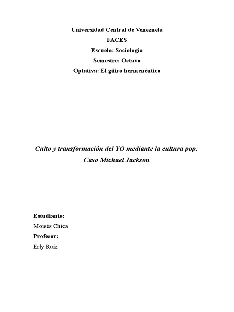 Capitulo 1 Fan Como Ser Individual, Idolos y Fans (Michael Jackson) | PDF | Fan (persona ...