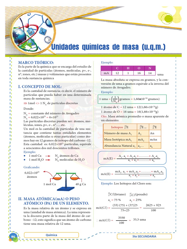 unidades quimicas de masa | PDF | Mole (Unidad) | Química