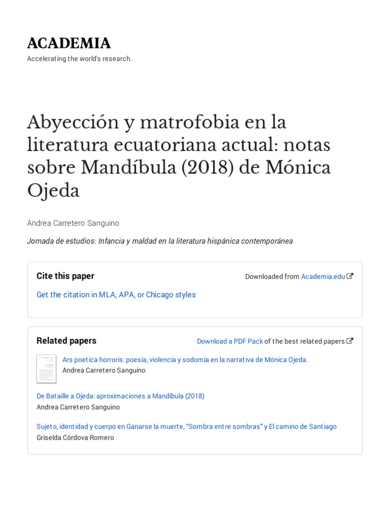 Abyección y matrofobia en Mandíbula | PDF | Violencia | Temor